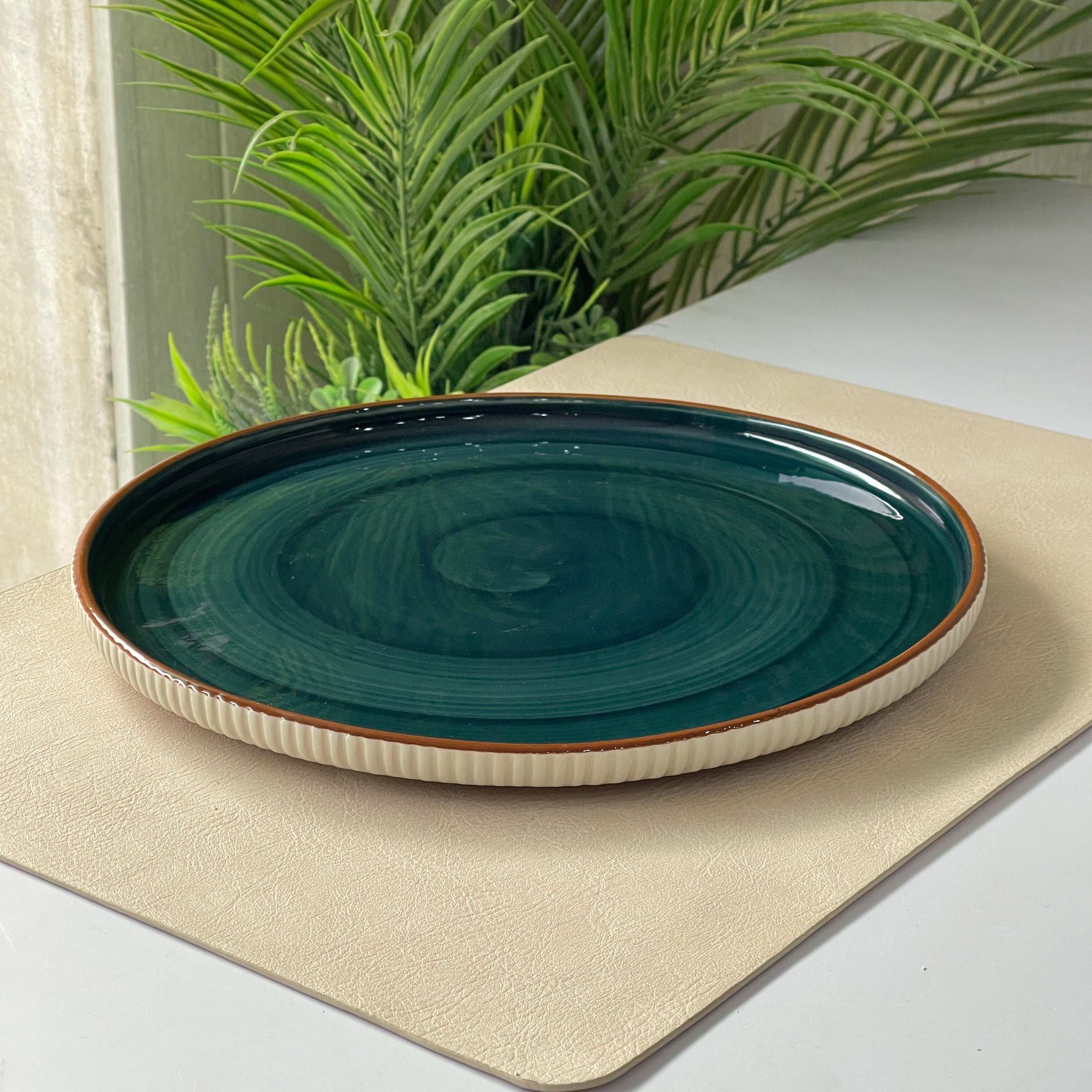 10 inch Pebble Edge Plate ( Peacock Green Colorline ) – Classic Ceramics