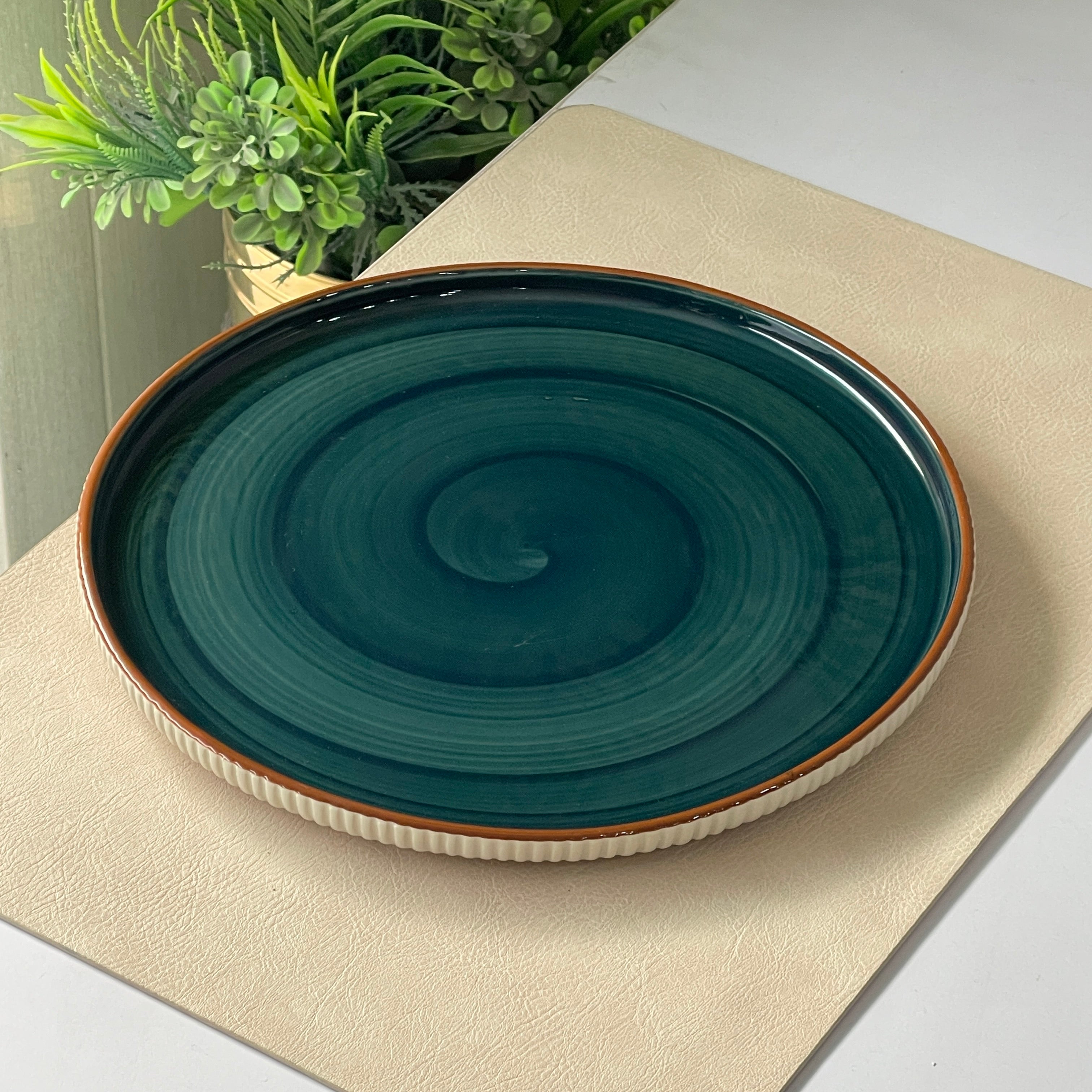 10 inch Pebble Edge Plate ( Peacock Green Colorline ) – Classic Ceramics